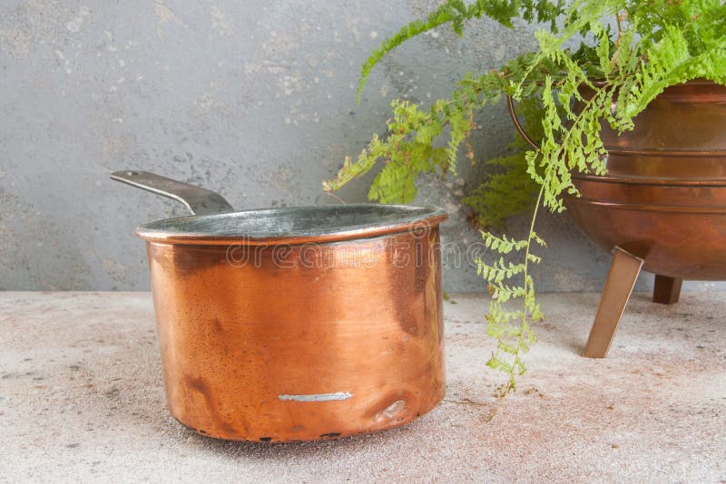 Old vintage copper pot stock image. Image of copper - 140384729