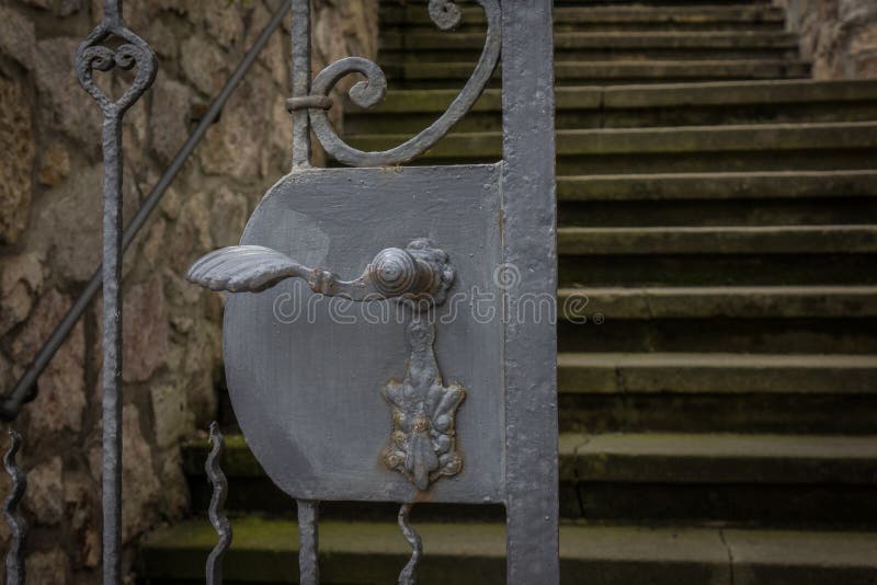 The Old Vintage Door Handle and Stone Stairs Stock Image - Image of ...