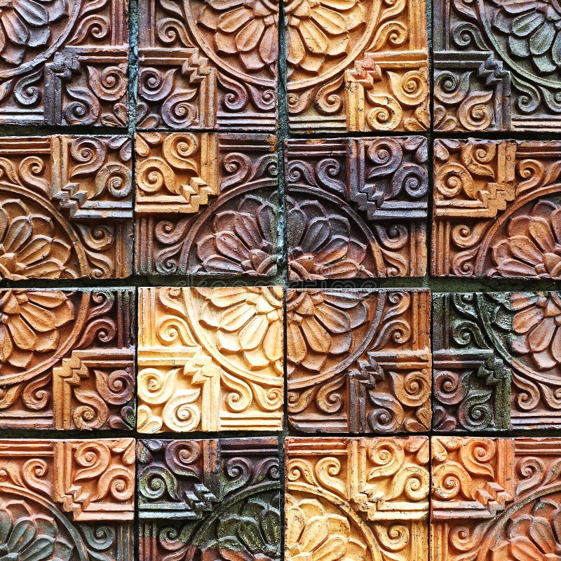 Old Vintage Earthenware Wall Tiles Patterns Handcraft from Thailand ...