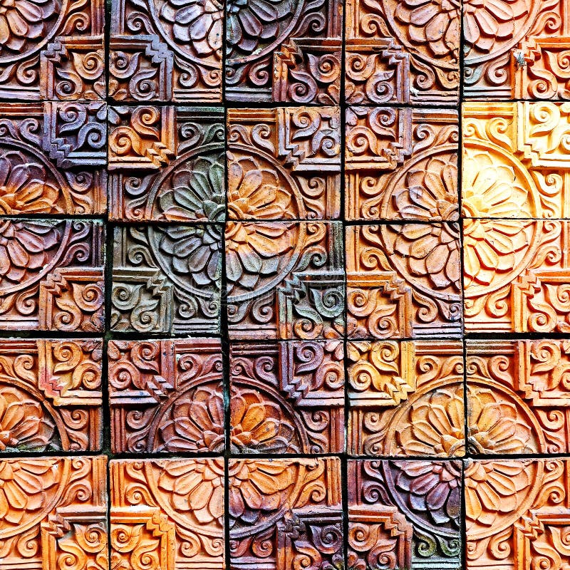 Old Vintage Earthenware Wall Tiles Patterns Handcraft from Thailand ...