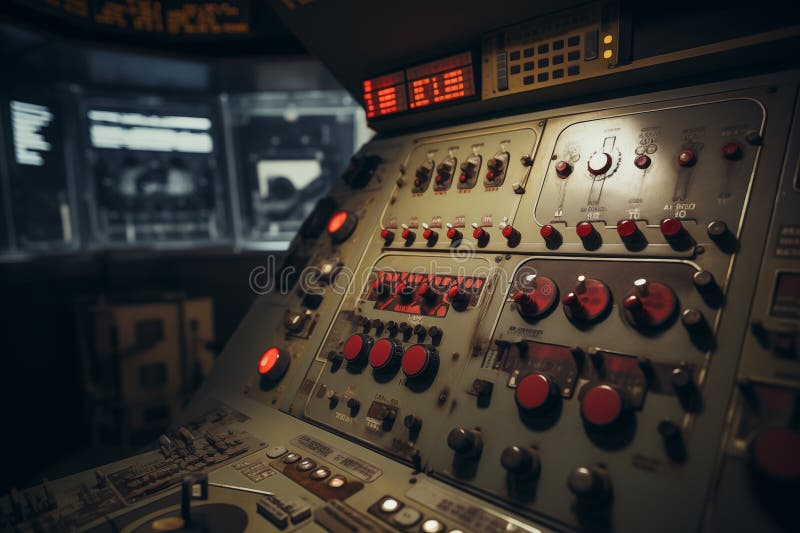 Old Vintage Electrical Control Panel with Buttons and Gauges ...