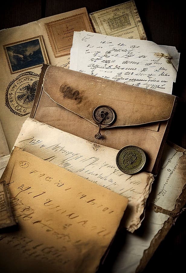 Vintage Envelopes with Eucalyptus Leaves. Watercolor Illustration of ...