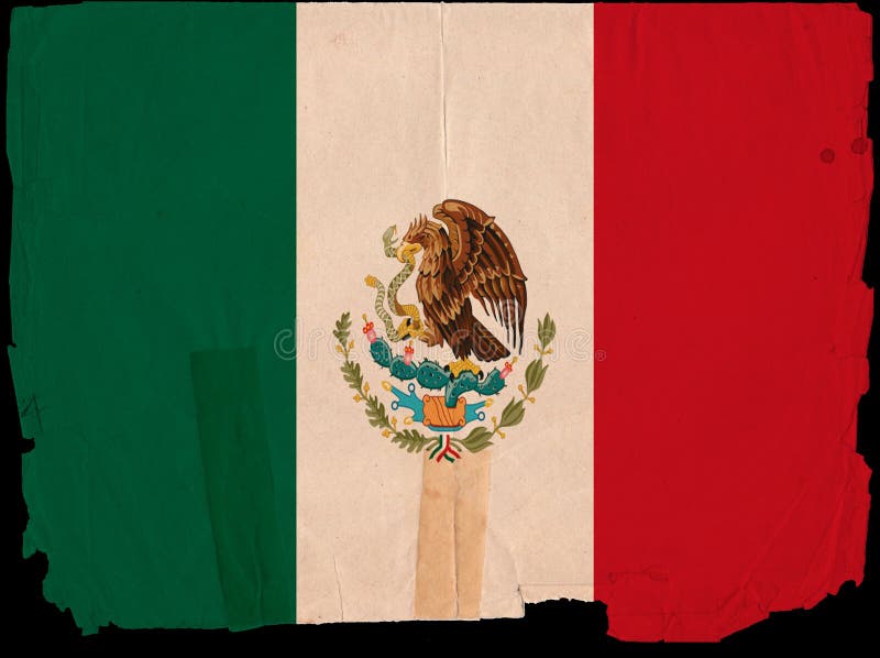 Damaged and Faded Old Grunge Style Mexican Flag Stock Illustration ...