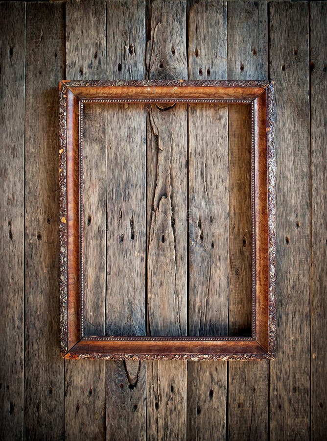Old Vintage Frame on the Wooden Wall Stock Photo - Image of aged ...