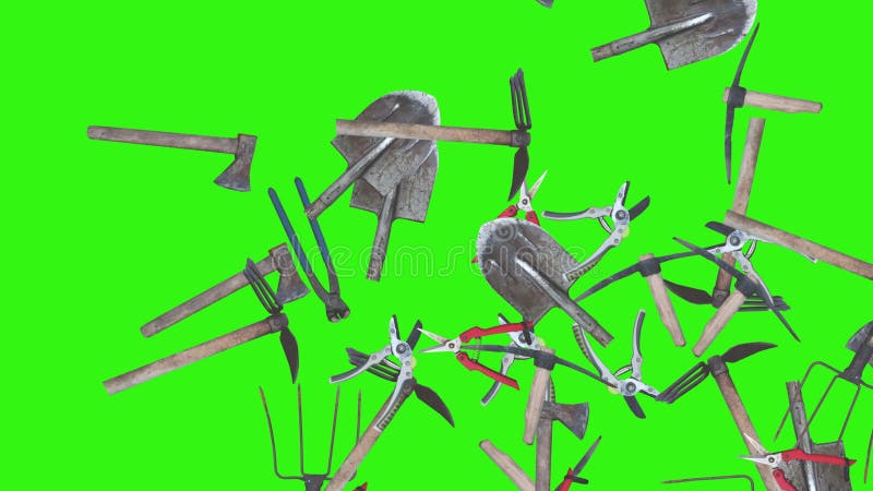 Old Vintage Gardening Tools Animation, on Green Screen Stock Footage ...