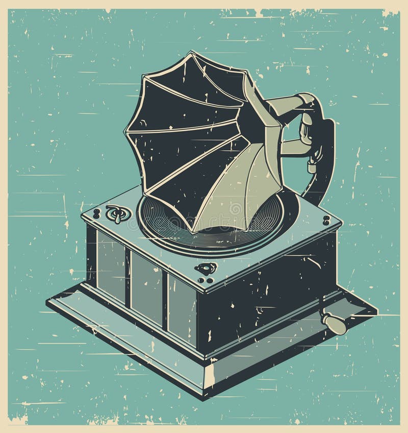 Old Vintage Gramophone Retro Poster Stock Vector - Illustration of ...