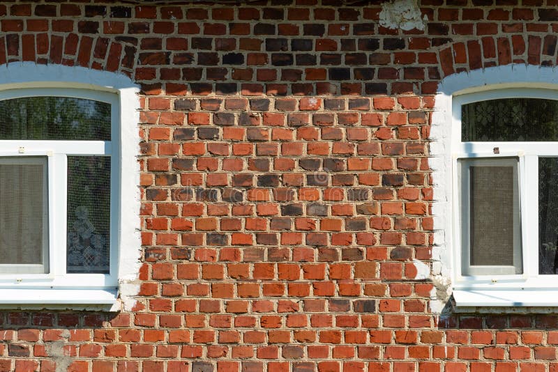 Old Brick Wall with Brick Filled Window Stock Photo - Image of detail ...
