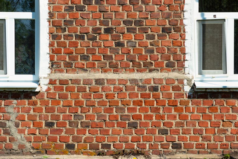 Old Brick Wall with Brick Filled Window Stock Photo - Image of home ...