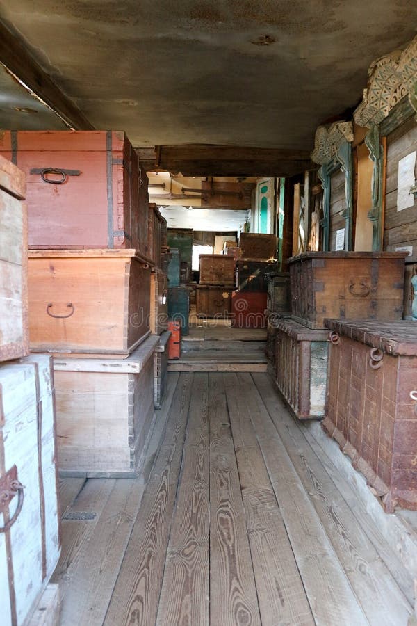 Old Vintage Huge Chest in the Barn Stock Photo - Image of antique ...