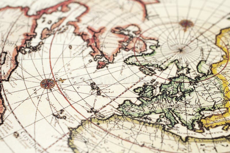 Old Vintage Illustration a World Map Part of Arctic Closeup View with ...