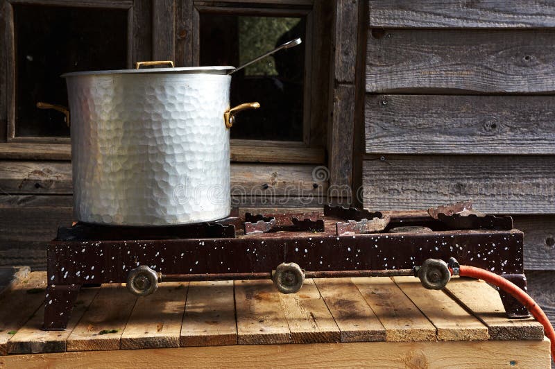 Old Vintage Iron Metal Cooking Pot Stock Photo - Image of camp ...