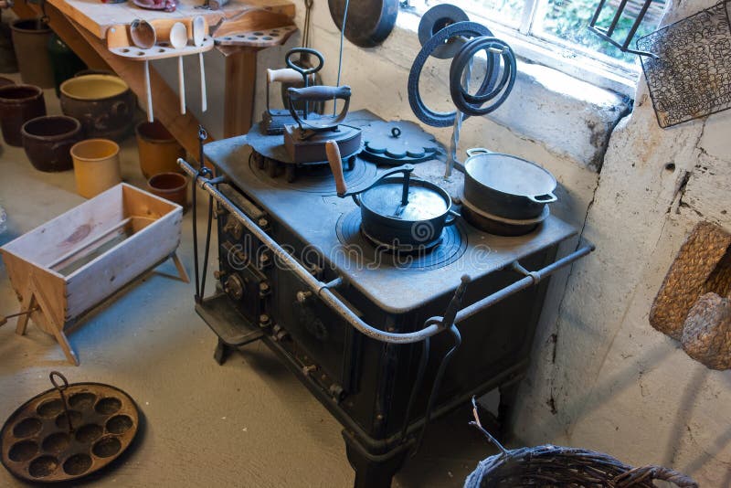 Antique Wood or Coal Burning Cook-stove Stock Image - Image of history ...