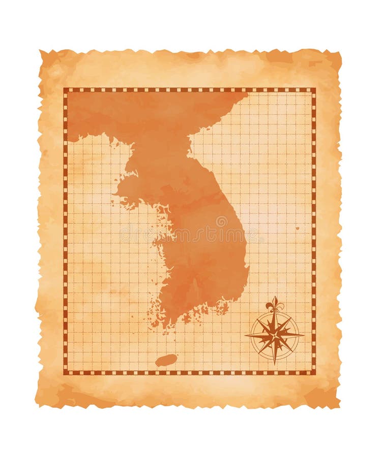 Old Vintage Korea South Korea Map Vector Illustration Stock Vector ...