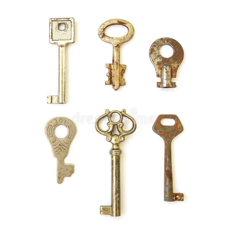 Old Vintage Key Isolated on White Stock Image - Image of retro, metal ...