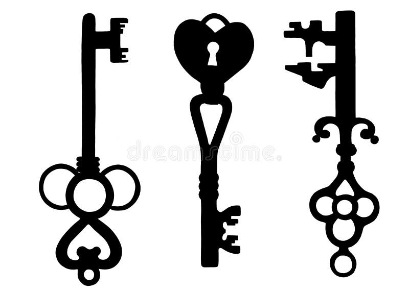 Old Vintage Key Set for Design and Print Stock Illustration ...