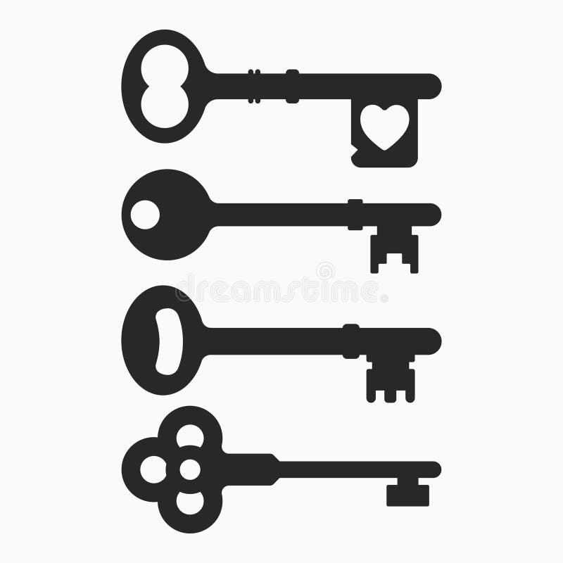 Old Vintage Key Vector Icon Set. Old Ornate Key Stock Vector ...