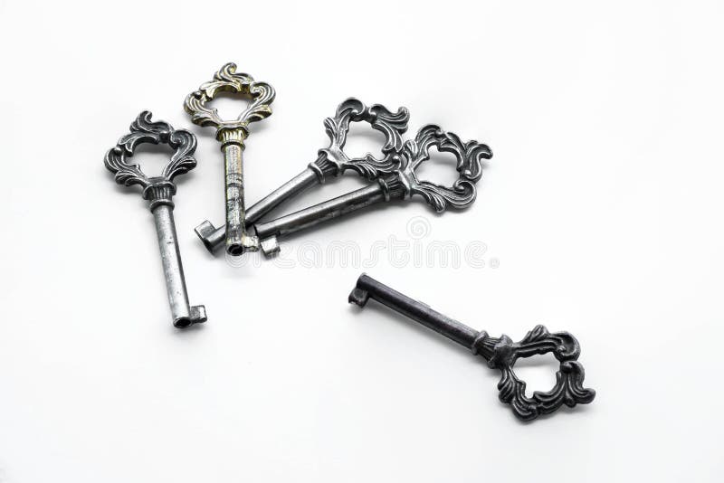 Old Vintage Keys on White Background Stock Image - Image of background ...