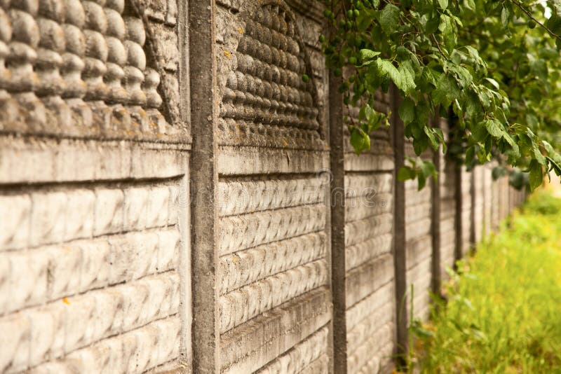 Old Vintage Light Stone Fence, View Along the Fence Stock Photo - Image ...