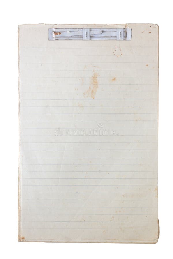 Old Vintage Lined Paper Stack Binding with White Metal Paper Fastener ...