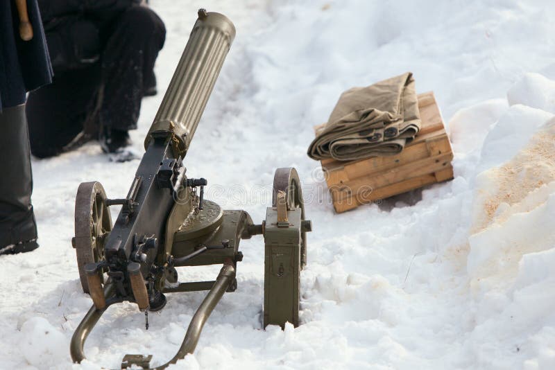 Old vintage machine gun stock photo. Image of military - 67312822