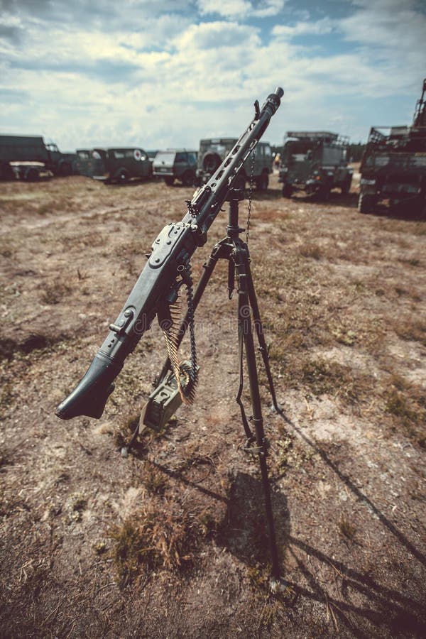 Old vintage machine gun stock photo. Image of issue, handle - 44850326