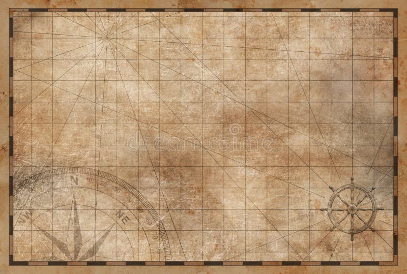 Old Nautical Treasure Map Background Stock Illustration - Illustration ...
