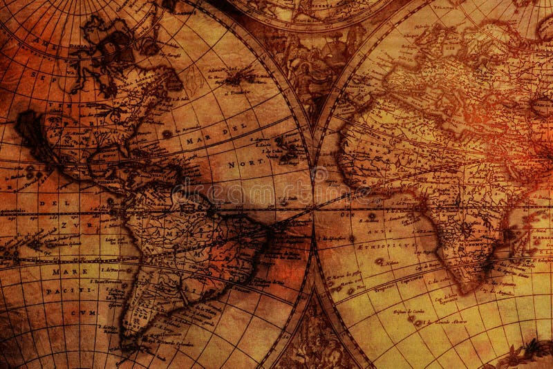 Old Vintage Map of the World with Details Stock Image - Image of atlas ...