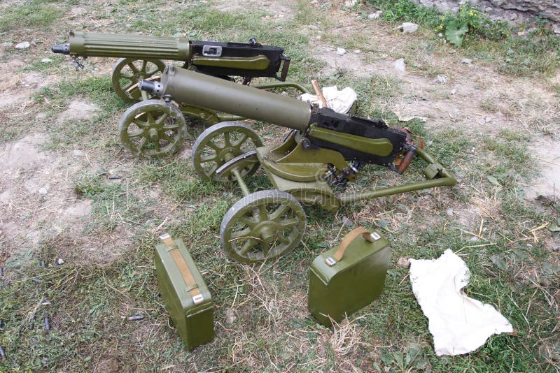 Maxim Gun stock image. Image of ammunition, attack, fire - 122455045