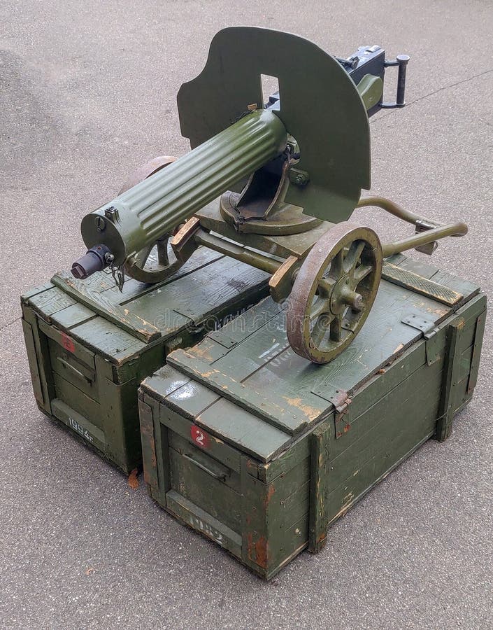 Old Vintage Maxim Machine Gun Stock Photo - Image of museum, great ...