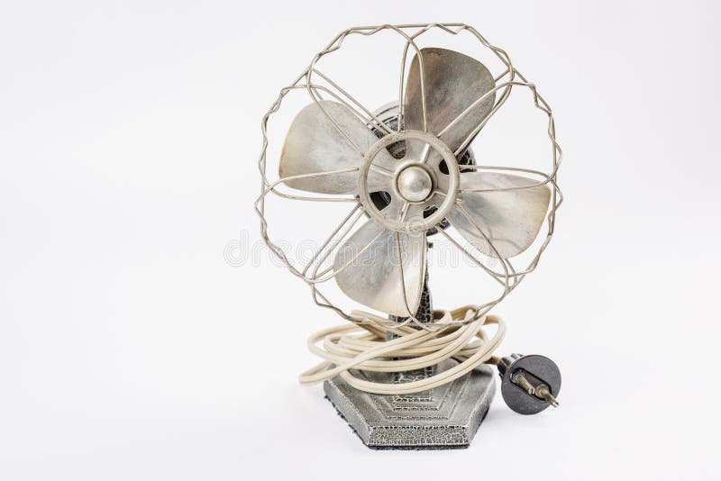 Old Vintage Metal Fan on White Stock Photo - Image of blue, electricity ...