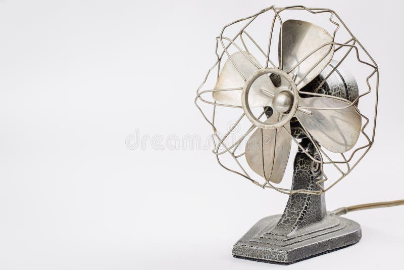 Old Vintage Metal Fan on White Stock Photo - Image of blades, cooler ...