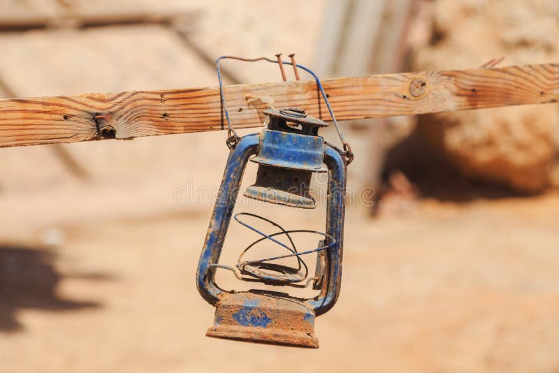 An Old Rusty Lamp With A Broken Bulb Stock Image - Image of safety ...