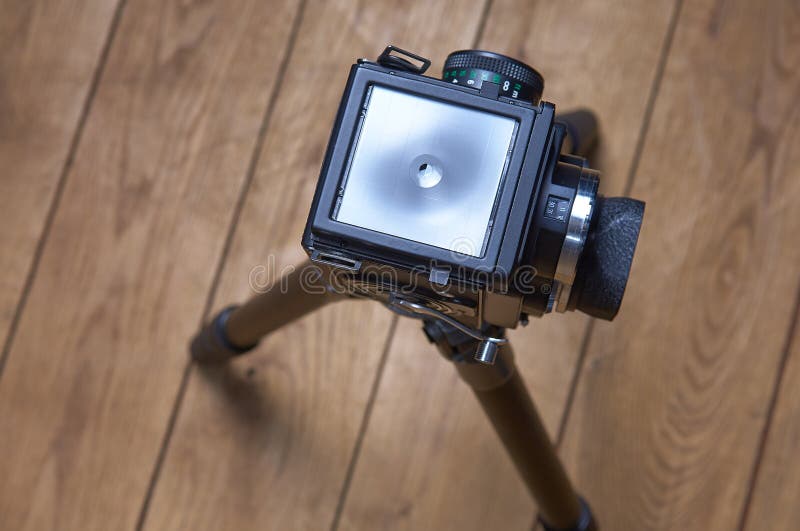Old and Vintage 6X6 or 120mm Film Camera on Tripod Stock Image - Image ...