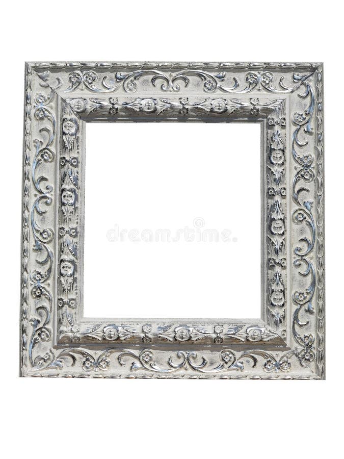 Old Vintage Ornate White Picture Frame with Pattern Isolated Stock ...