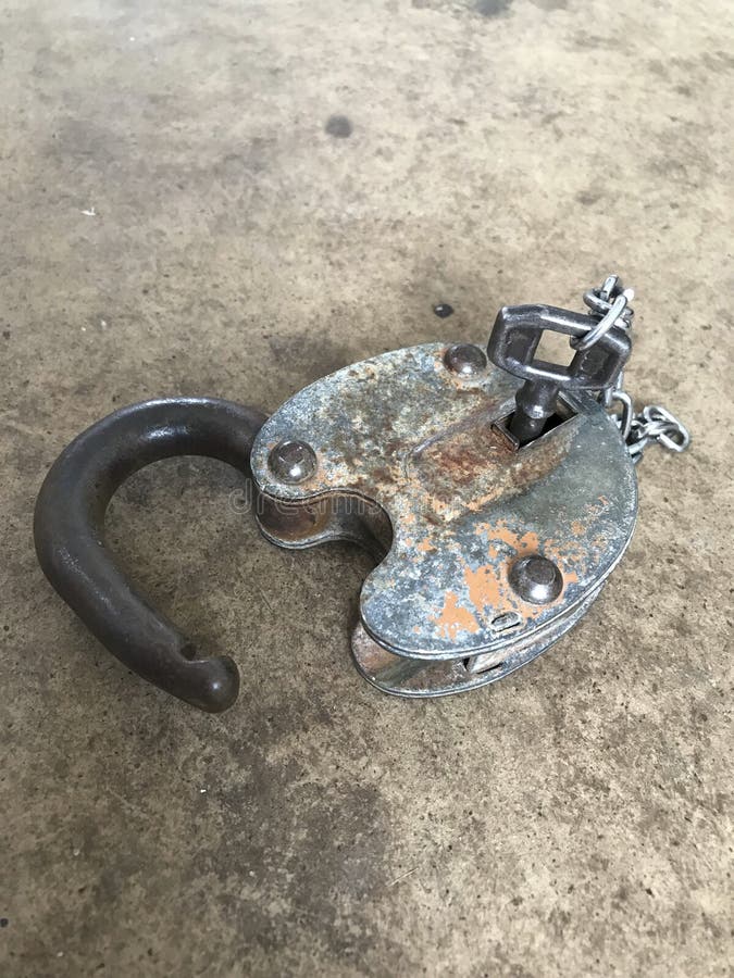 Old Vintage Padlock. the Lock of the Lock is Open. the Key is Inserted ...