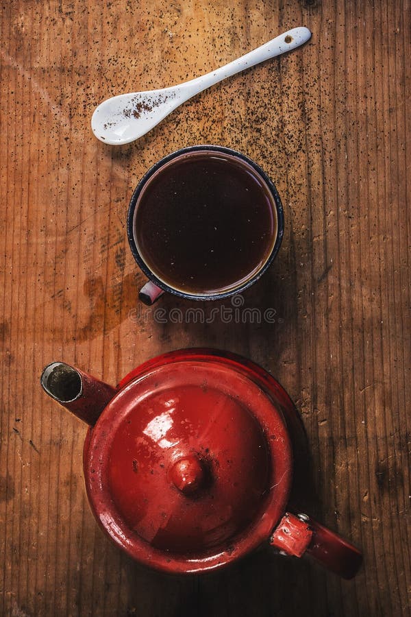 Old Vintage Painted Coffee Set Top View Stock Photo - Image of oriental ...