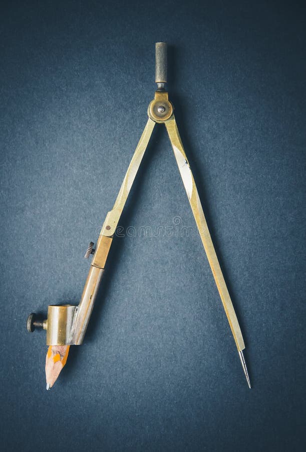 Old Vintage Pair of Compasses on Dark Background Stock Image - Image of ...