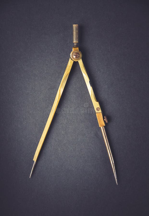Old Vintage Pair of Compasses on Dark Background Stock Image - Image of ...