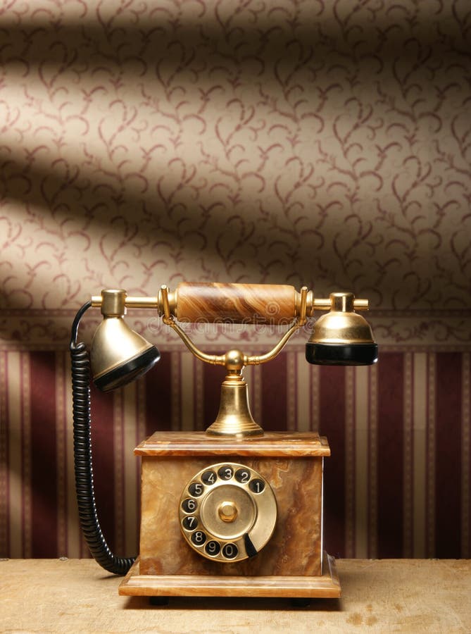 A Beautiful Old Phone on a Vintage Background Stock Image - Image of ...