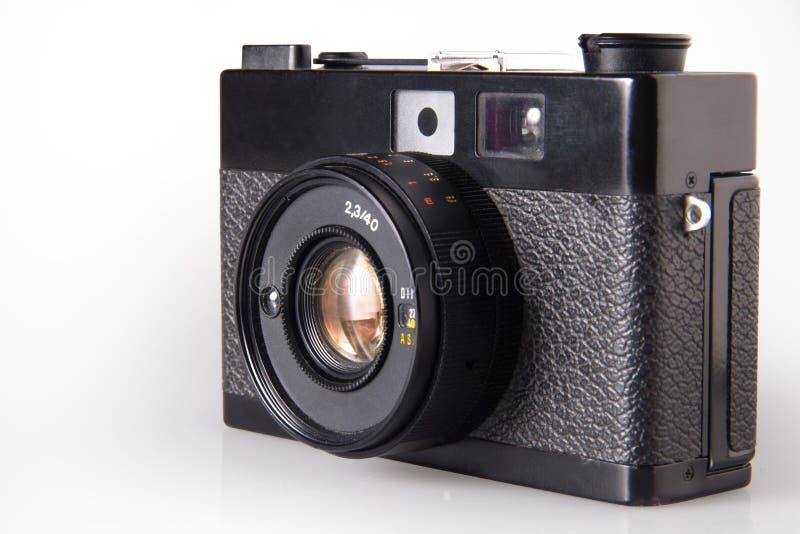 Old Vintage Photo Camera, Isolated on White Stock Photo - Image of ...