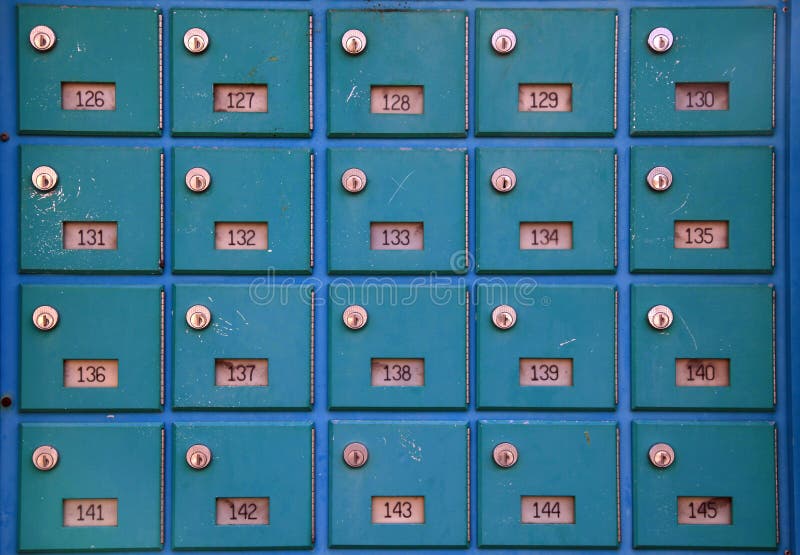 Old Vintage Post Boxes With Numbers Stock Photo - Image of ...