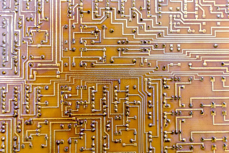 Old Vintage Printed Circuit Board with Electronic Components Stock ...