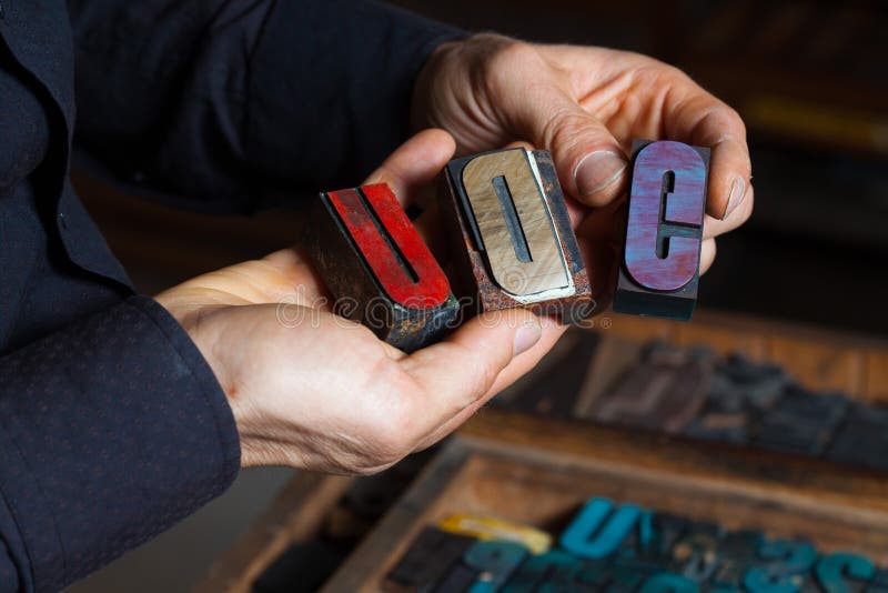 Metal Printing Press Letters Stock Image - Image of composing, font ...