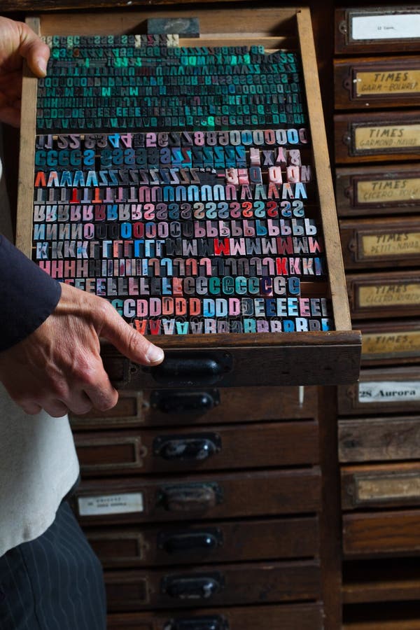 Metal Printing Press Letters Stock Image - Image of composing, font ...