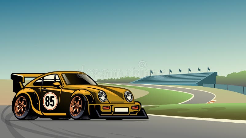 Old Vintage Racing Car at the Circuit Stock Vector - Illustration of ...