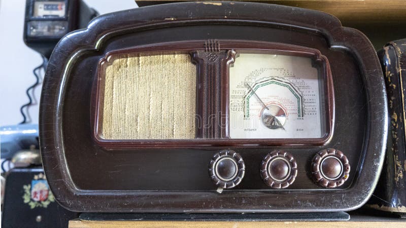 Old Vintage Radio Receiver. Antique Old Brown Radio Soviet Receiver ... Old Vintage Radio Receiver. Antique Old Brown Radio Soviet Receiver ...