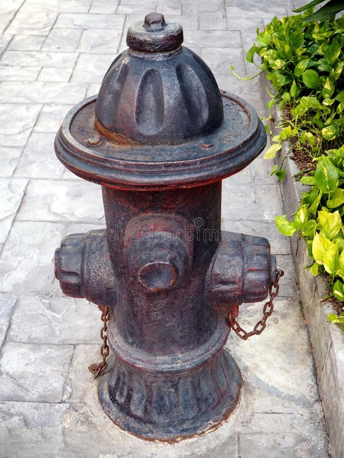 Old Vintage Red Fire Hydrant on the Footpath Stock Photo - Image of ...