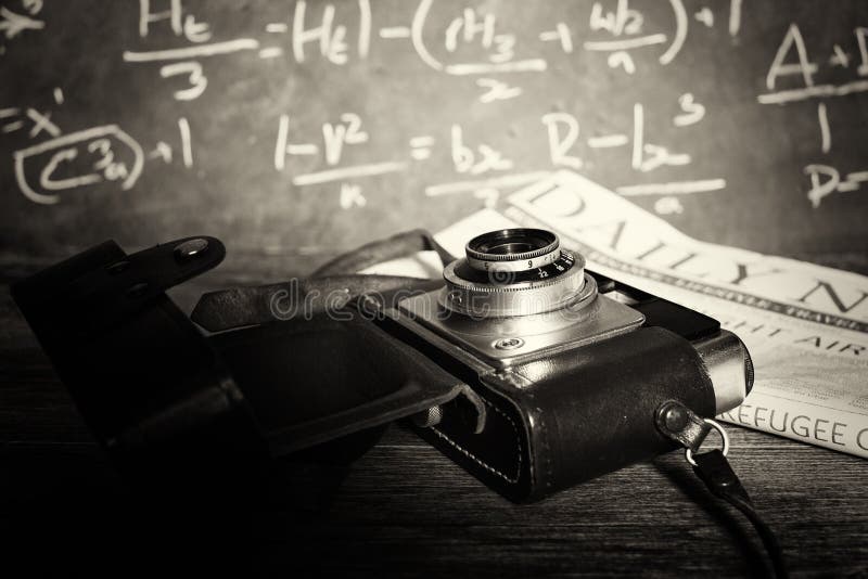 Old Vintage Retro Camera with Mocked Up Newspaper Stock Image - Image ...