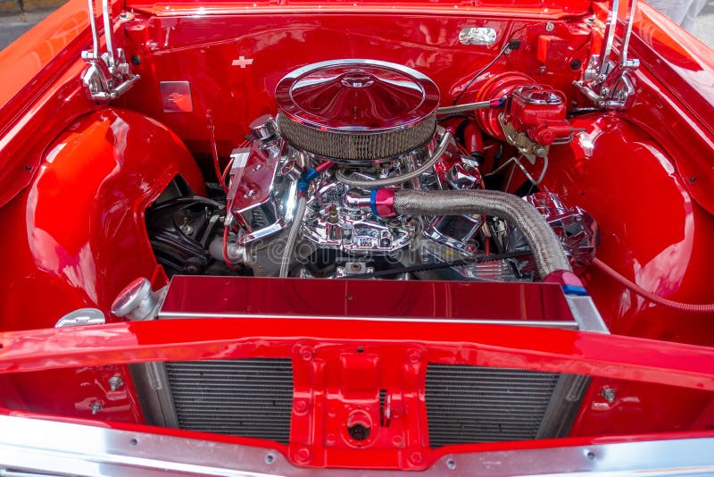Old Vintage Retro Upgraded Classic Car Engine Stock Image - Image of ...