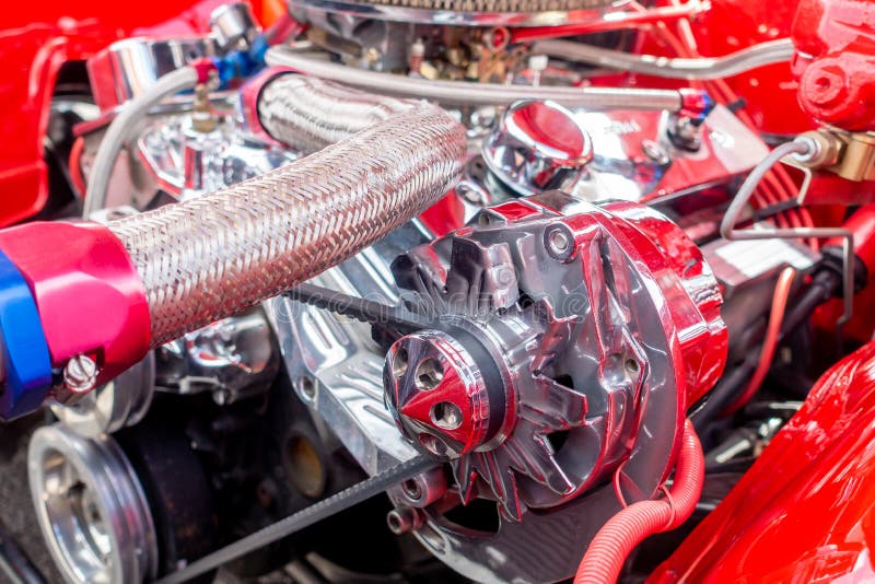 Old Vintage Retro Upgraded Classic Car Engine Stock Image - Image of ...